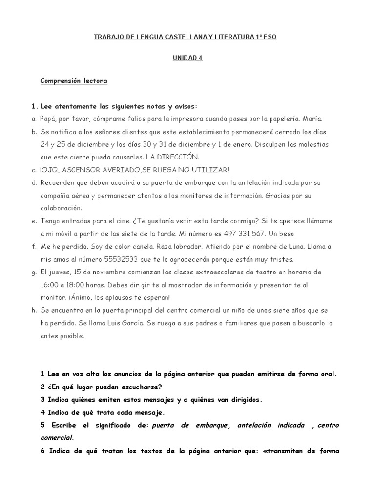 Anaya Tema 4 Lengua 1ºeso PDF | PDF