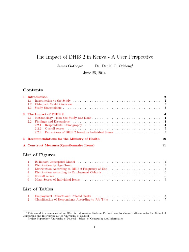 The Impact of DHIS 2 in Kenya - A User Perspective | PDF | Survey ...