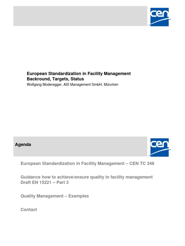 Standard For Facilities Management | PDF | Quality Management | Iso 9000