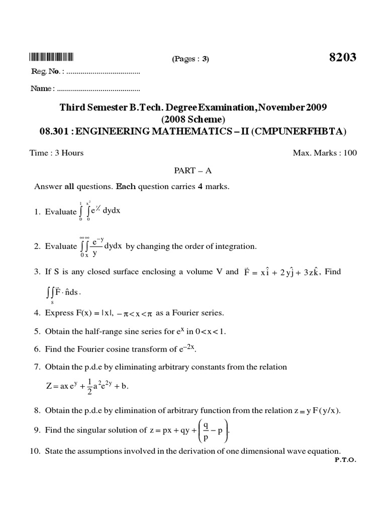 Engineering Mathematics - Ii | PDF | Fourier Series | Trigonometric ...