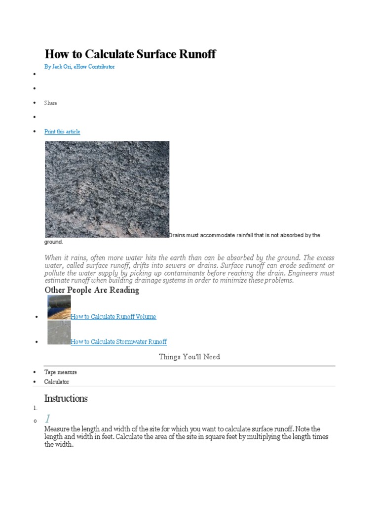 How To Calculate Surface Runoff: Instructions | PDF