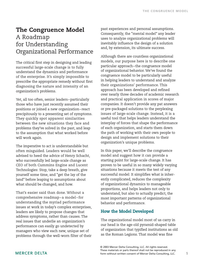 Congruence Model | PDF | Strategic Management | Retail