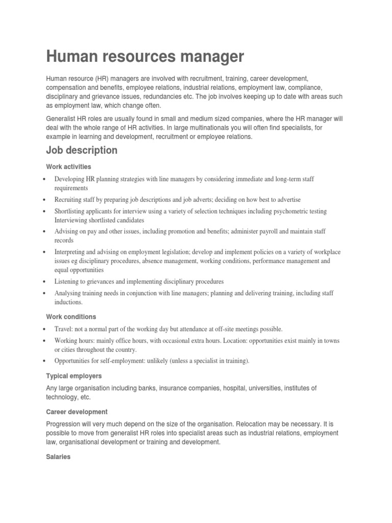 Human Resources Manager | PDF | Postgraduate Education | Human Resource ...