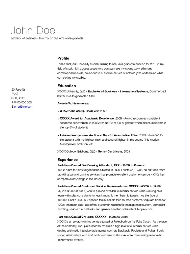 Fake Grad Resume | PDF | Behavior Modification | Business