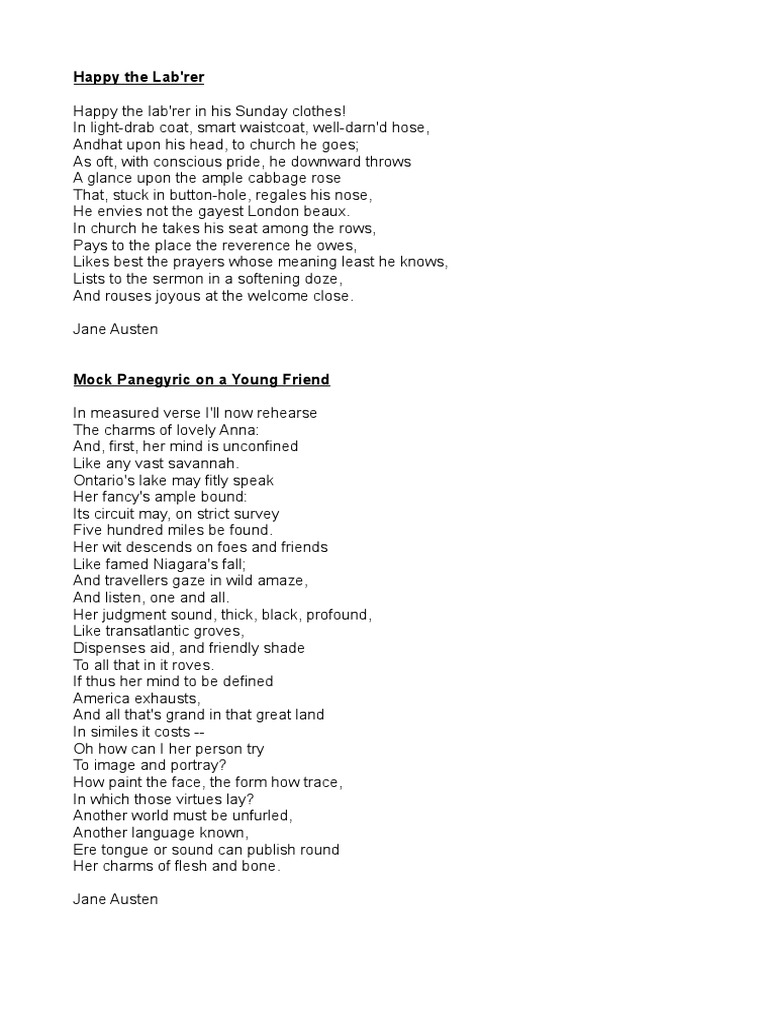 Two Jane Austen Poems | PDF
