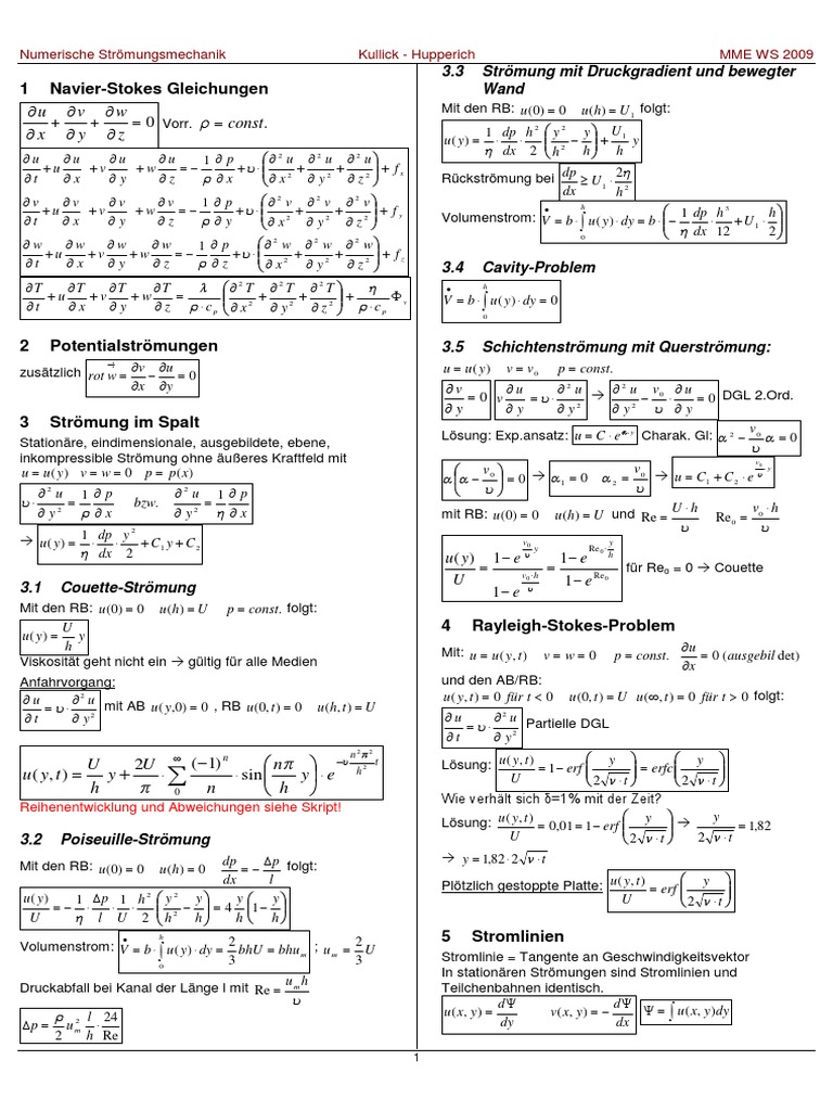 Formelsammlung Numerische Stroemungsmechanik Kull