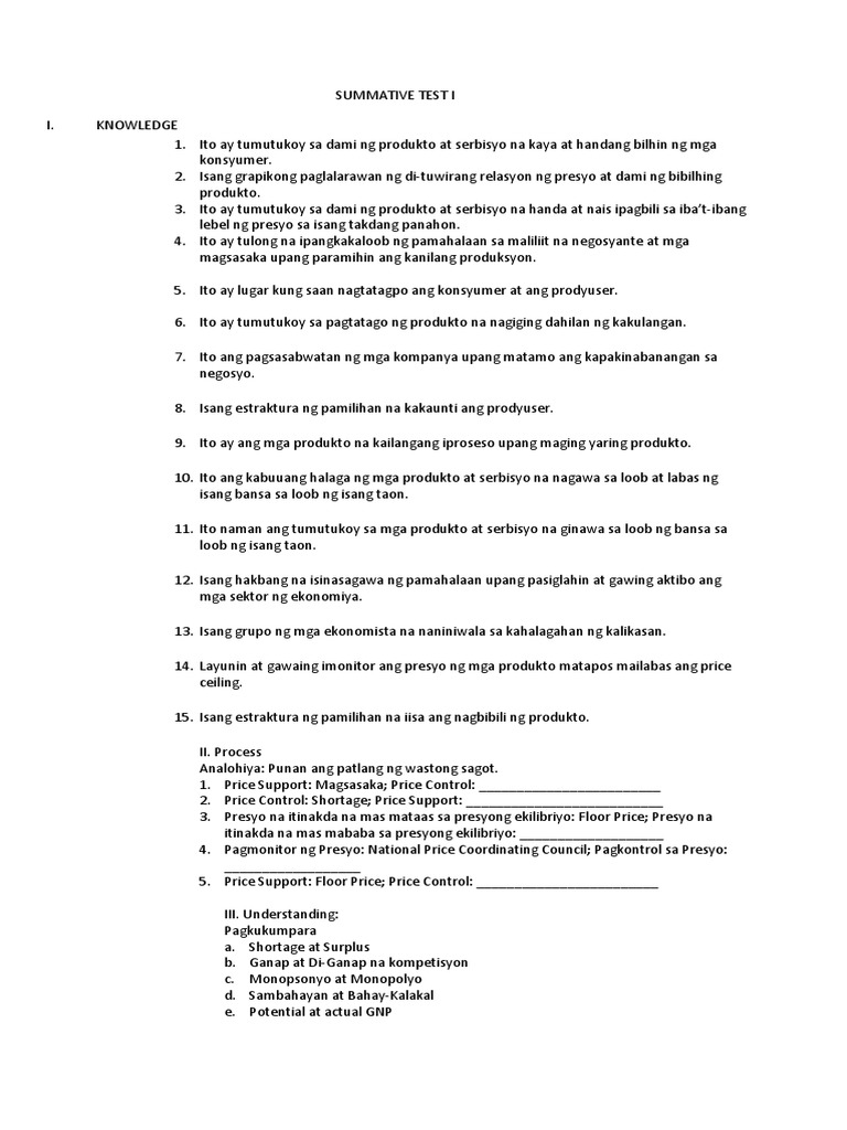 Summative Test | PDF