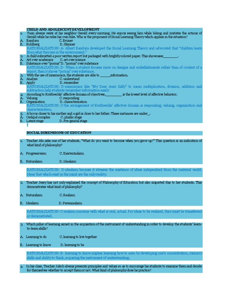 LET Reviewer | PDF | Science | Learning