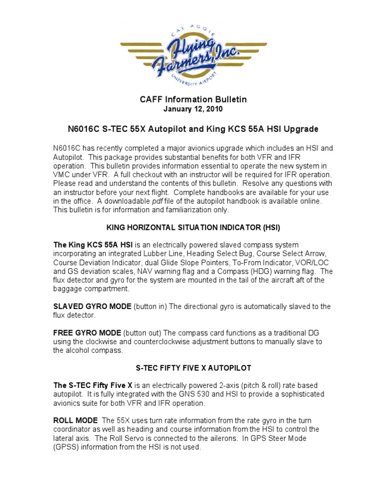 Boletin Informativo S-Tec KCS 55A | PDF | Aviation | Spaceflight ...