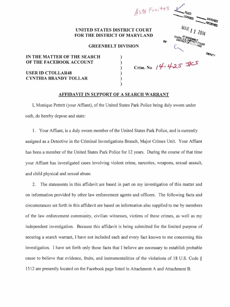 Facebook Search Warrant Affidavit | PDF | Facebook | Social Networking ...