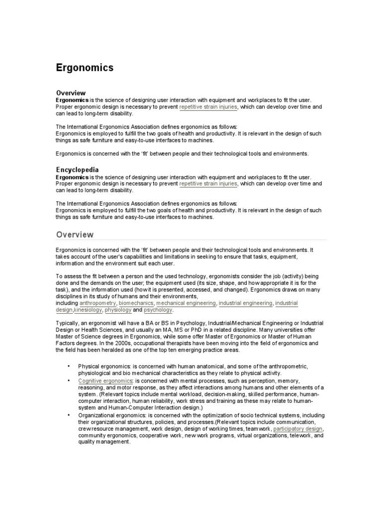Ergonomics: Ergonomics Is The Science of Designing User Interaction ...