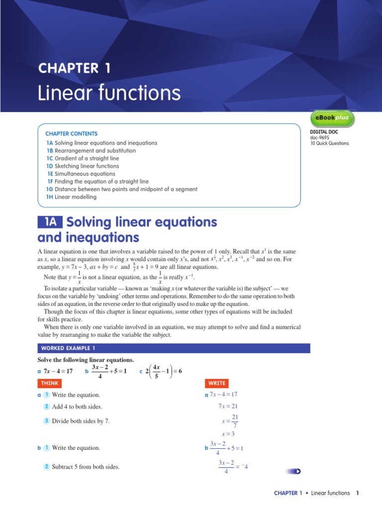 Year 11 Methods Chapter 1 | PDF | Equations | Fraction (Mathematics)