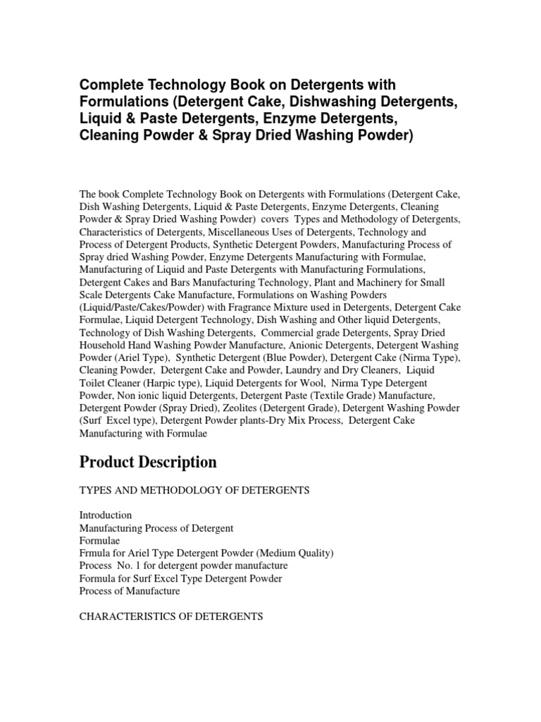 Complete Guide to Detergent Formulations | PDF | Detergent | Chemistry