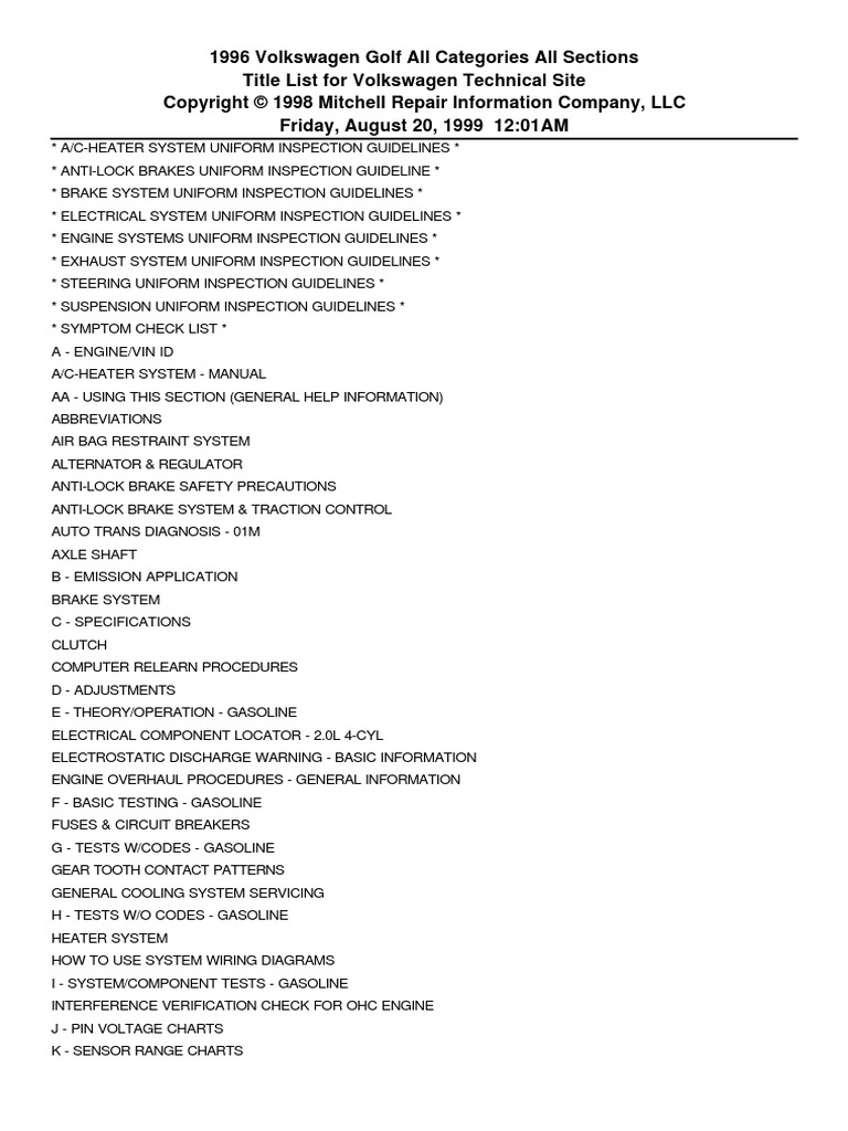 Volkswagen Golf Mk3 Service Repair Manual | PDF | Transportation ...