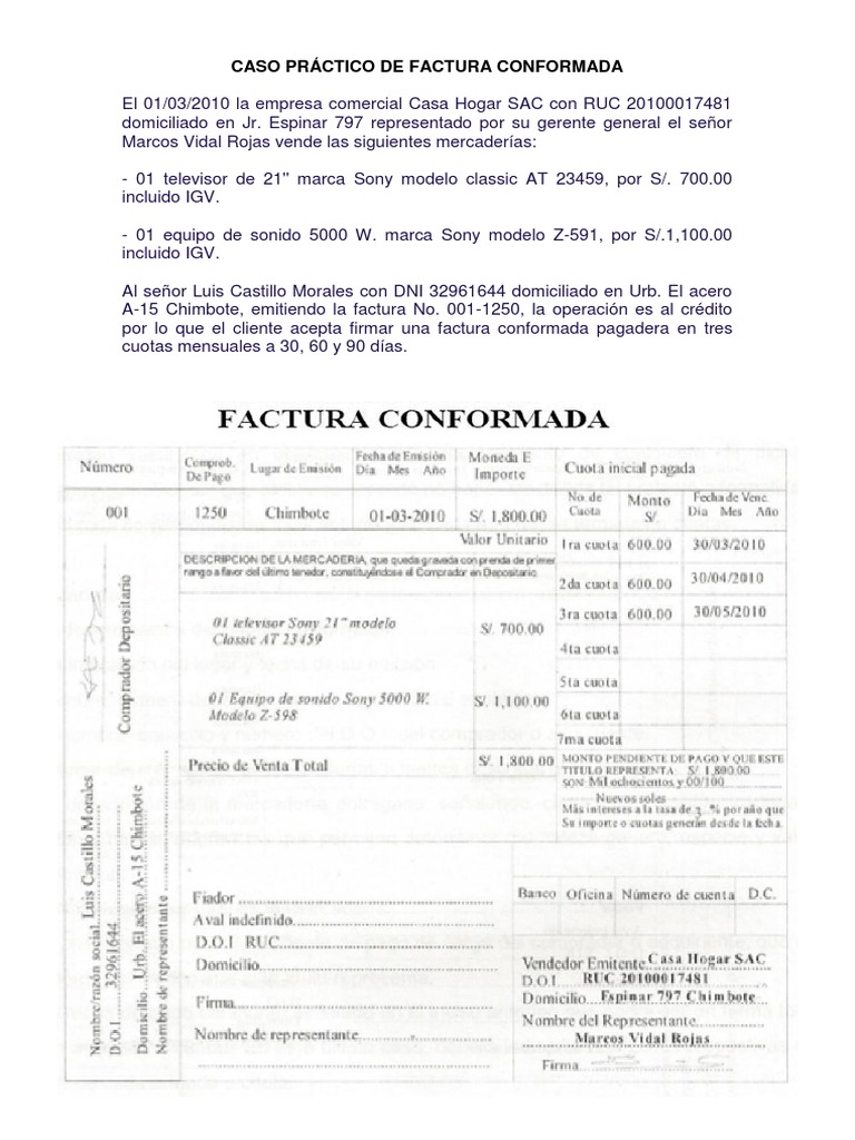 Caso Práctico de Factura Conformada | PDF