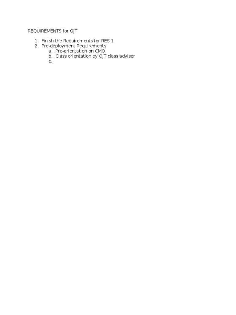 Requirements For OJT | PDF