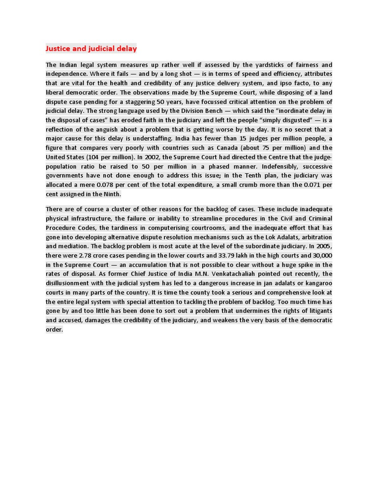 Judicial Delay | PDF | Judiciaries | Supreme Court Of India