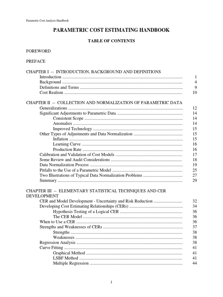 Parametric Cost Analysis Handbook | PDF | Regression Analysis ...