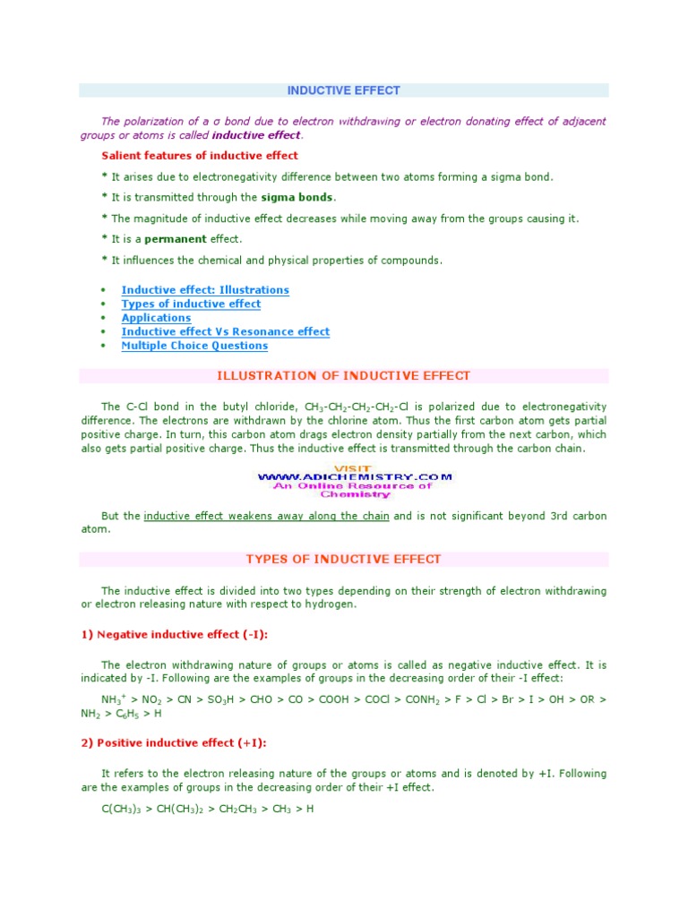 Inductive Effect | PDF | Carboxylic Acid | Acid