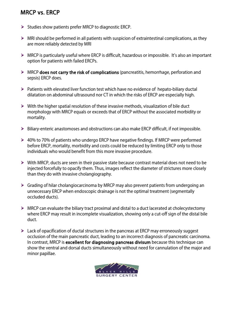 MRCP Vs Ercp | PDF | Gastroenterology | Digestive System