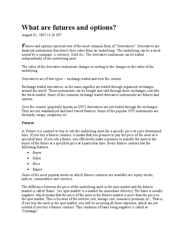 Understanding Futures and Options Explained | PDF | Futures Contract ...