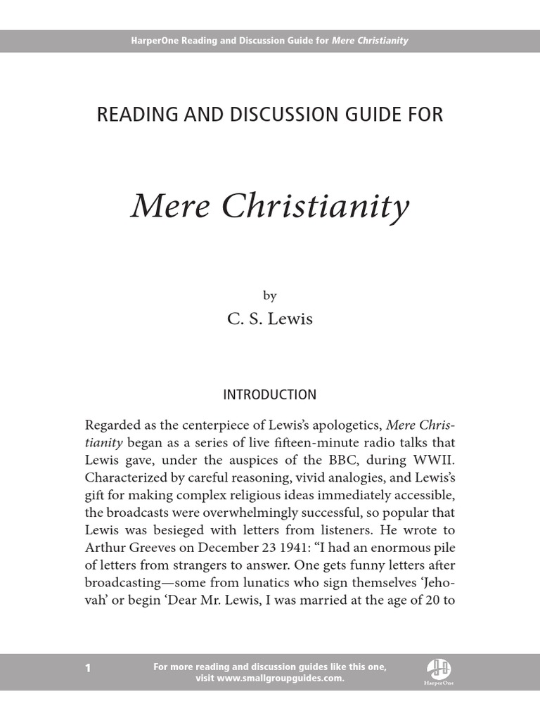 Mere Christianity: Reading and Discussion Guide For | PDF | God | Jesus
