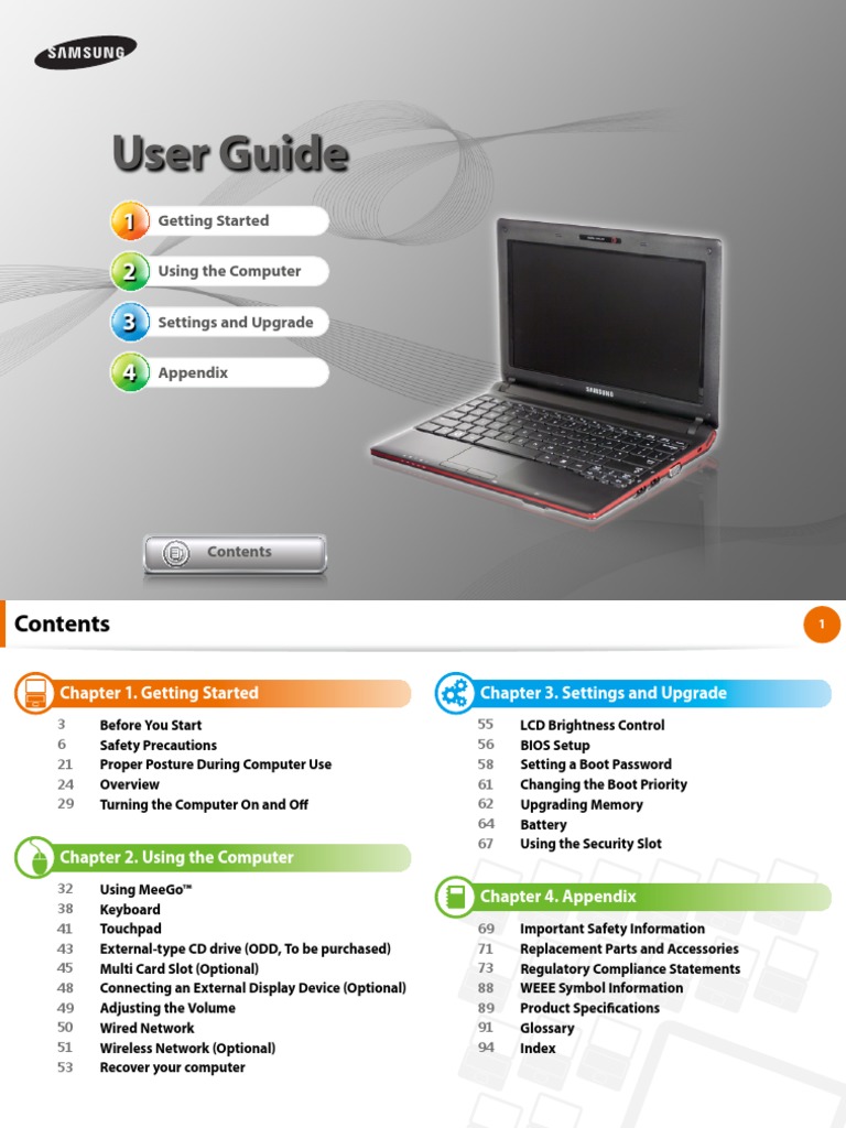 User Guide: Getting Started Using The Computer Settings and Upgrade Appendix | PDF | Computer ...