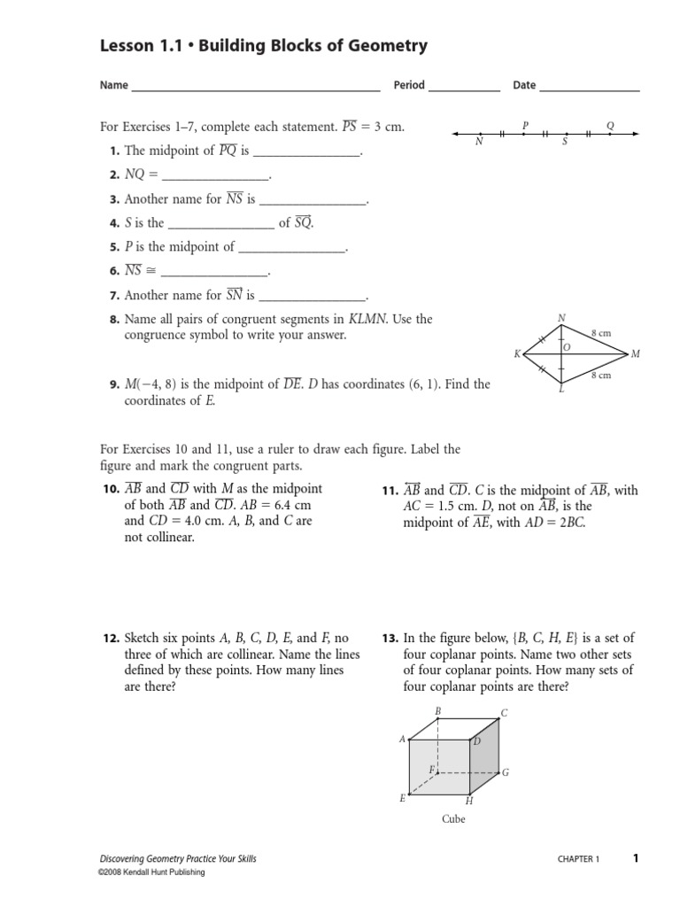 Discovering Geometry - Ch. 1 Practice | PDF | Circle | Triangle
