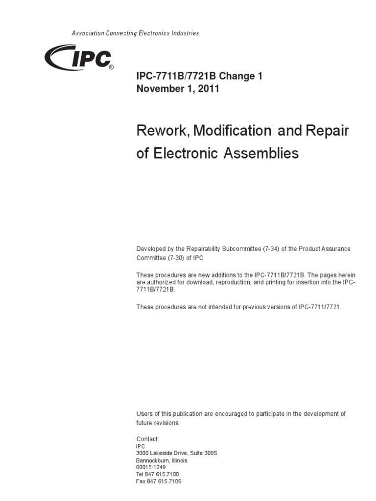 Rework, Modification and Repair of Electronic Assemblies: IPC-7711B ...