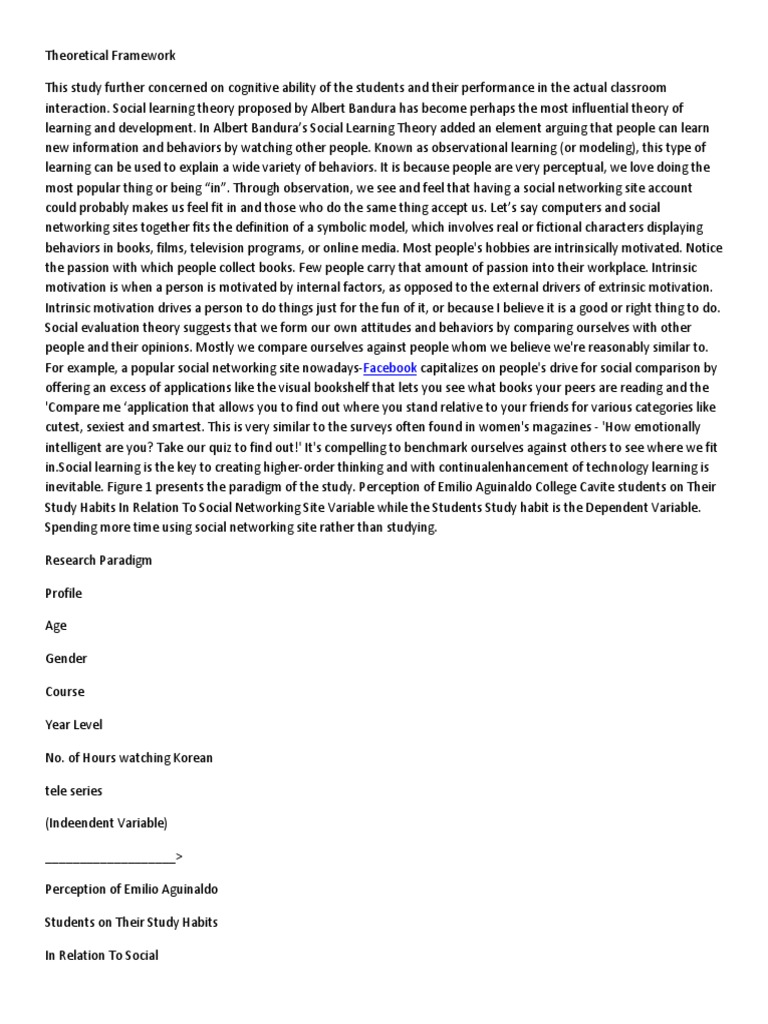Example Of Theoretical Framework Pdf Learning Theory Education