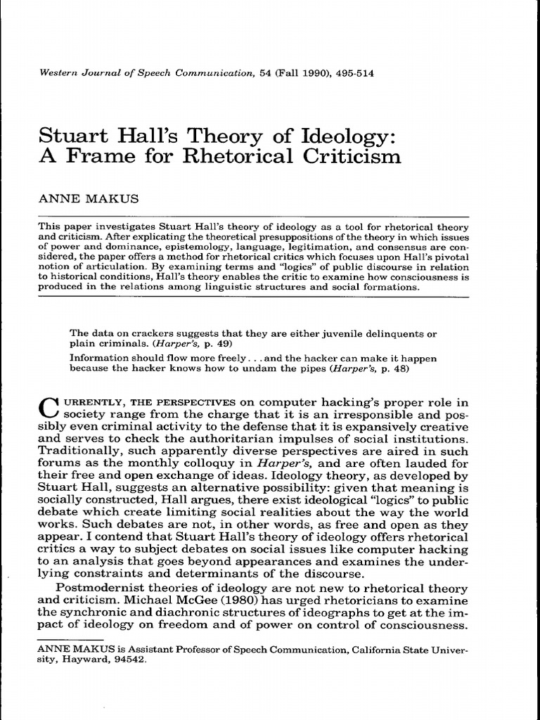 Stuart Hall | PDF | Ideologies | Discourse