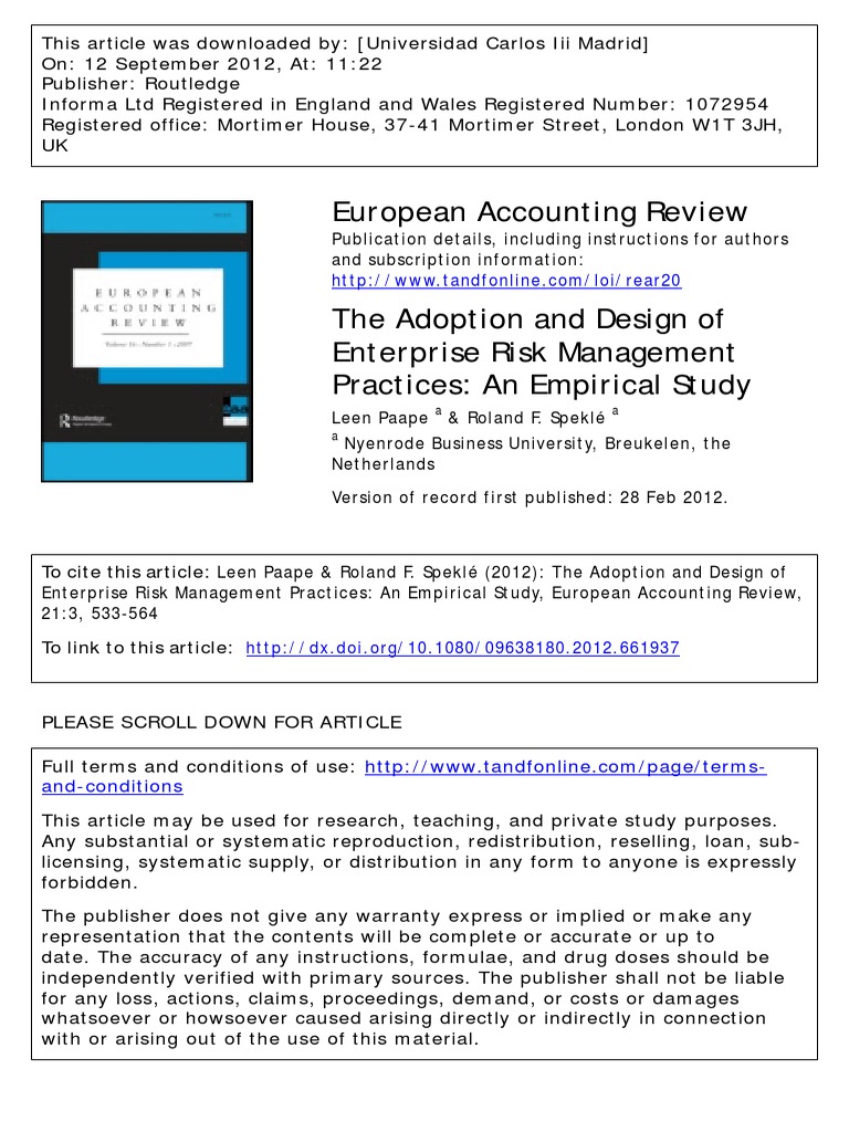 European Accounting Review: To Cite This Article: Leen Paape & Roland F ...
