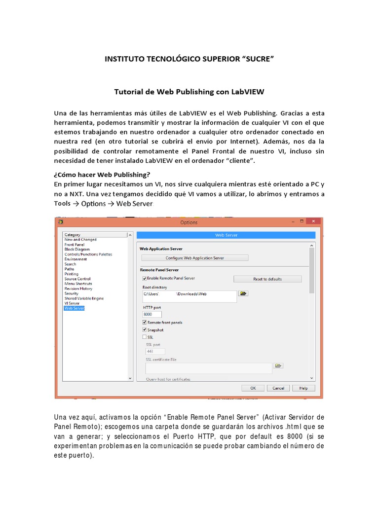 Tutorial de Web Publishing Con LabVIEW | PDF | Red mundial | Internet y web