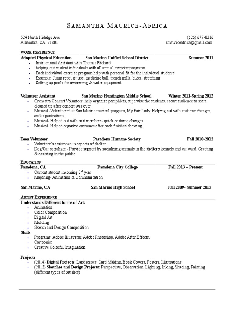 Samantha Maurice-Africas Resume | PDF