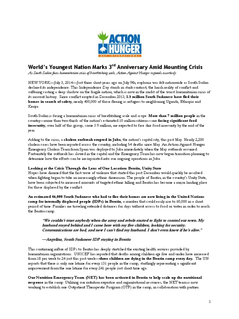 SSD 3rd Anniversary Statement FINAL | PDF | South Sudan | Malnutrition