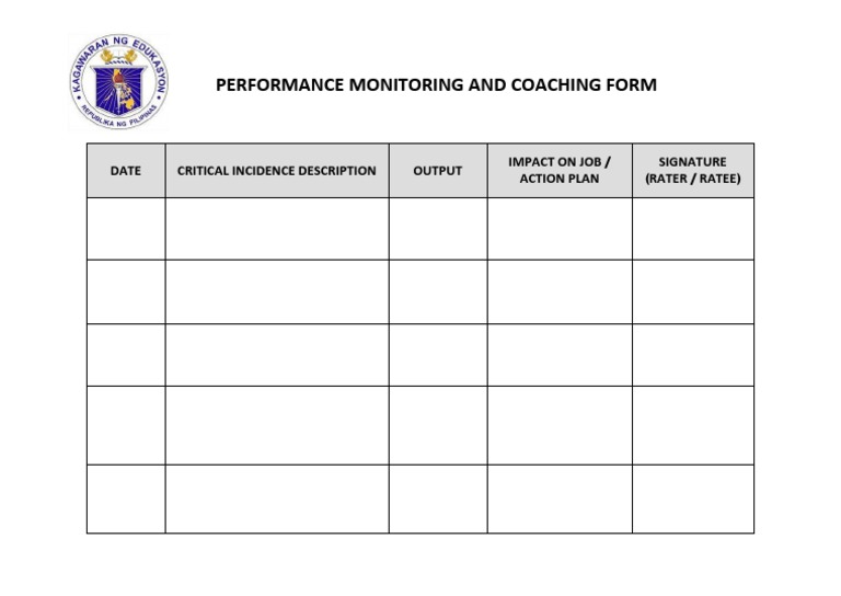 Performance Monitoring And Coaching Form Pdf