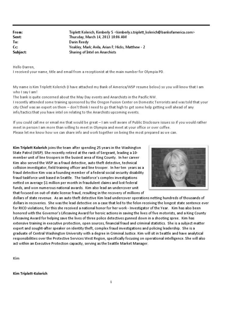 Microsoft Outlook - Kim Triplett Kolerich BofA OPD Email | PDF ...