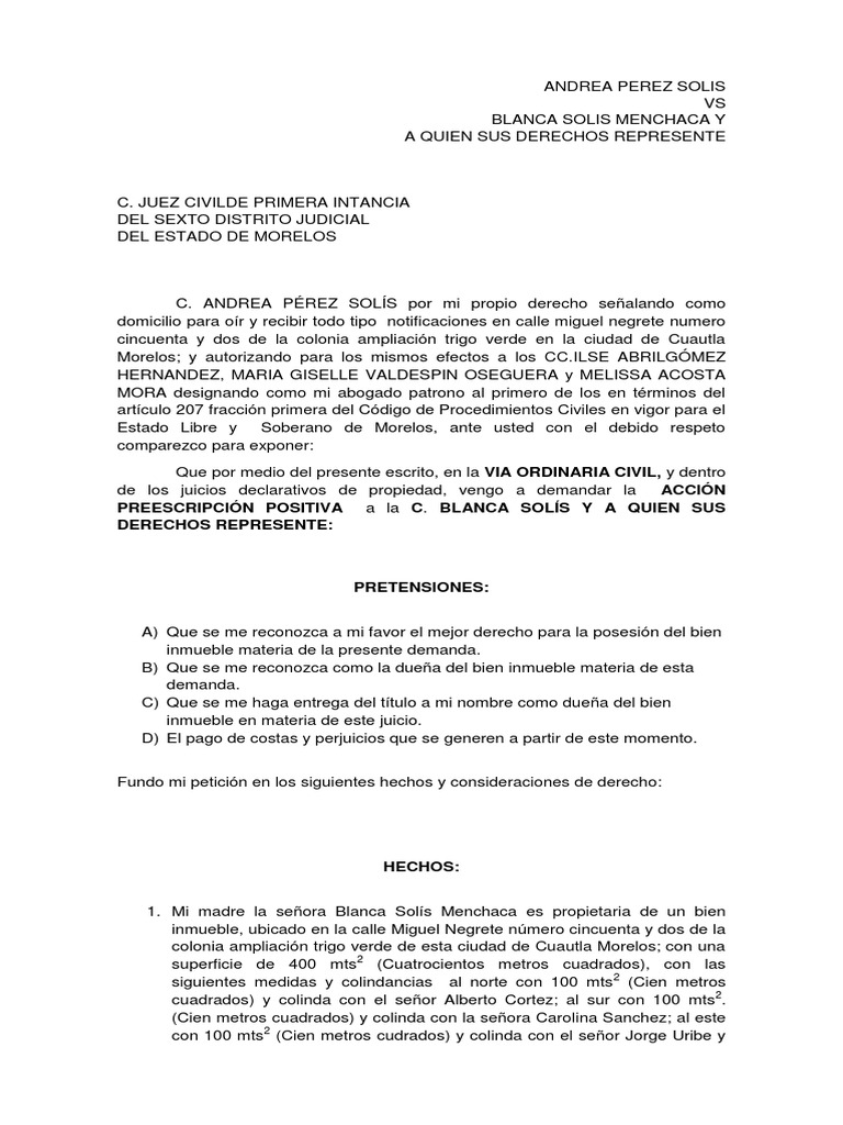 Demanda de Civil | PDF | Demanda judicial | Propiedad