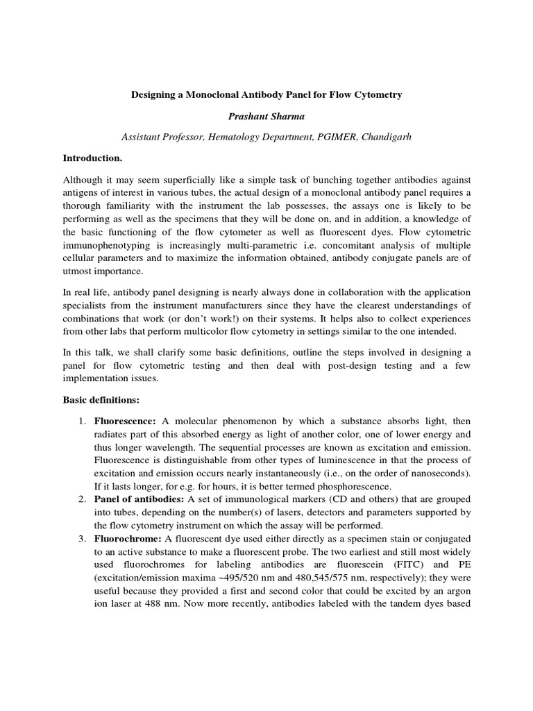 03 Designing A Monoclonal Antibody Panel For Flow Cytometry | PDF ...