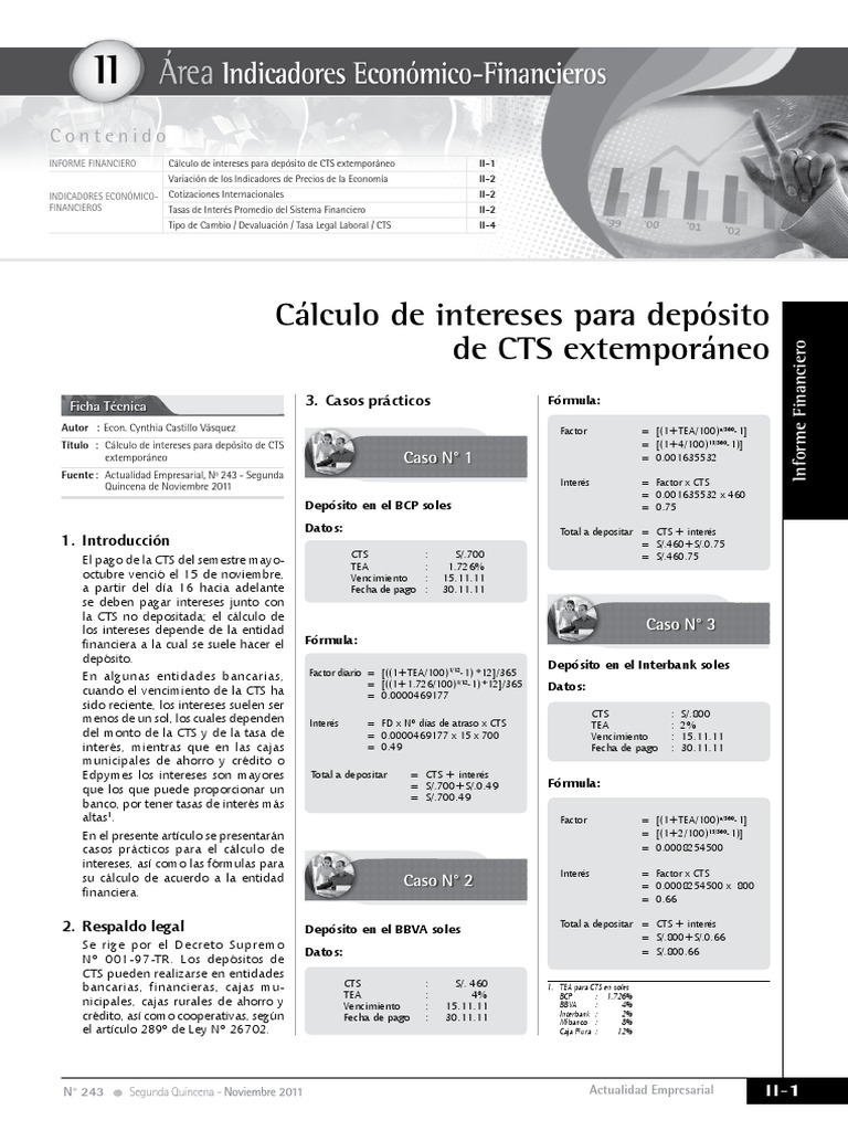 Calculo de Interes de Cts para Deposito Extemporaneo | PDF