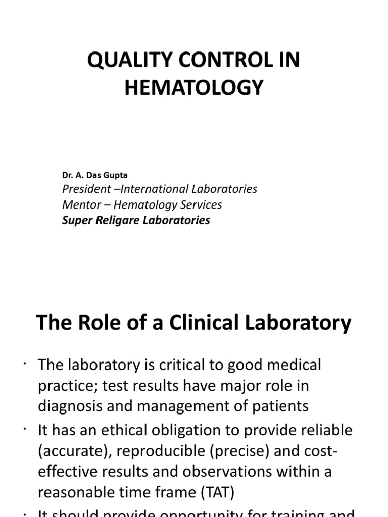 04 - Quality Control in Hematology | PDF | Quality Assurance | Calibration