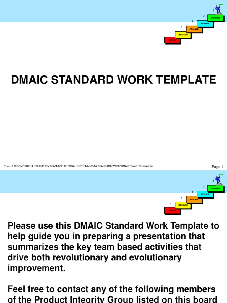 Dmaic Standard Work Template: Control | PDF | Six Sigma | Production ...