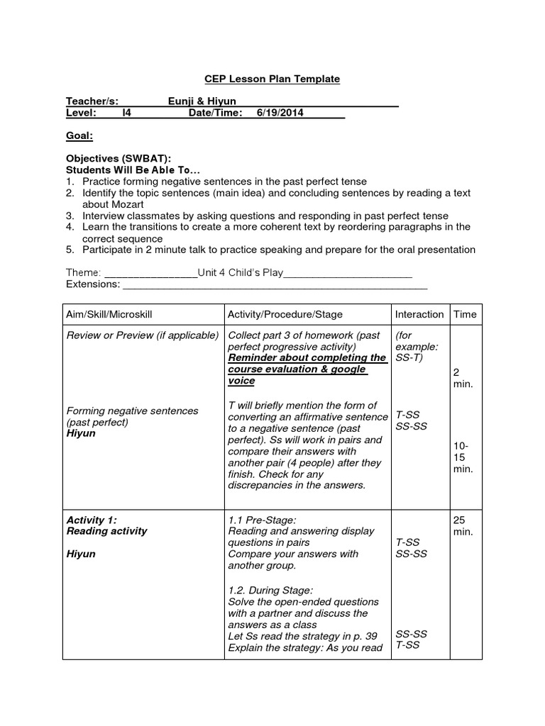 June 19th Lesson Plan | PDF | Lesson Plan | Paragraph