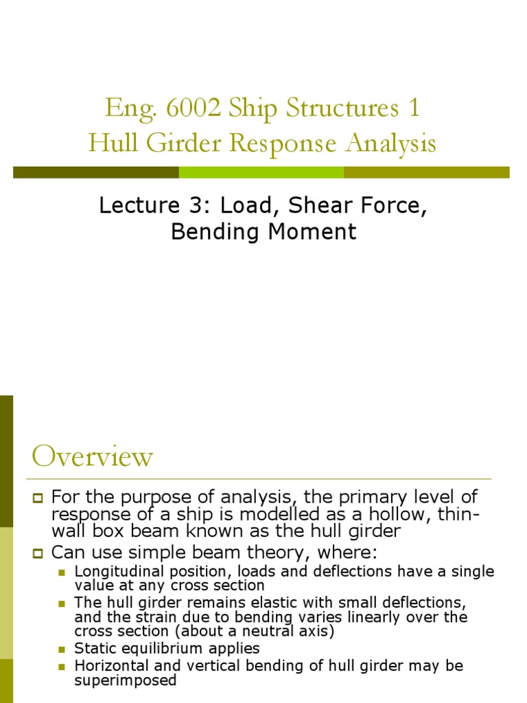 Eng. 6002 Ship Structures 1 Hull Girder Response Analysis: Lecture 3 ...