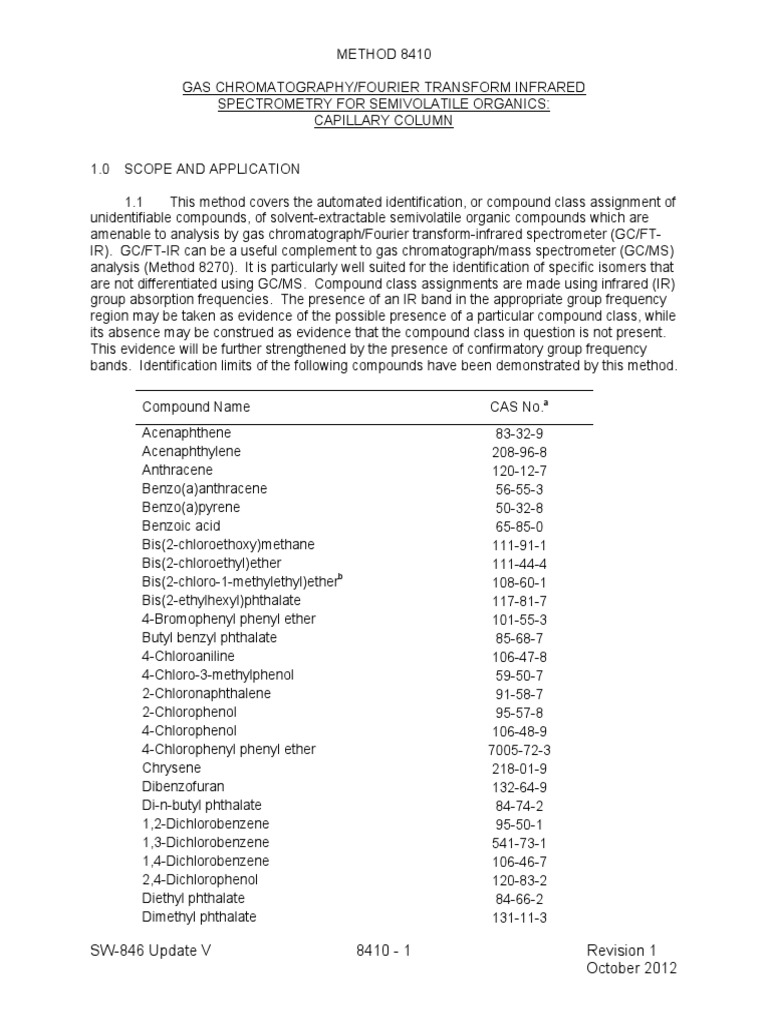 SW-846 Update V 8410 - 1 Revision 1 October 2012 | PDF | Fourier ...