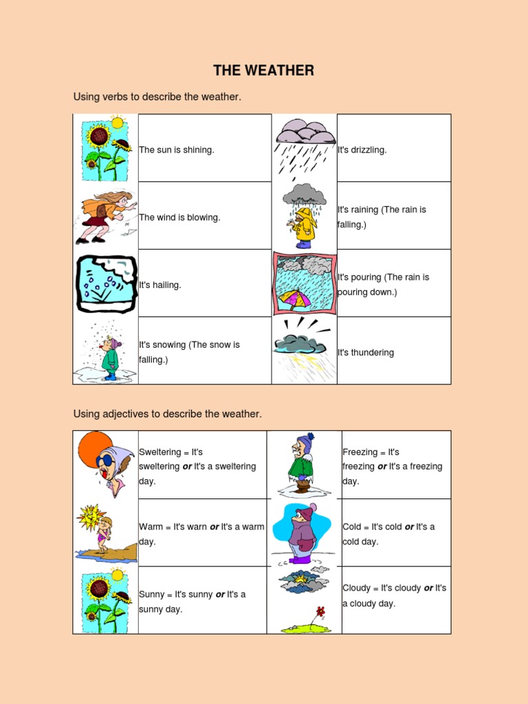 Using Verbs To Describe The Weather | PDF | Rain | Weather