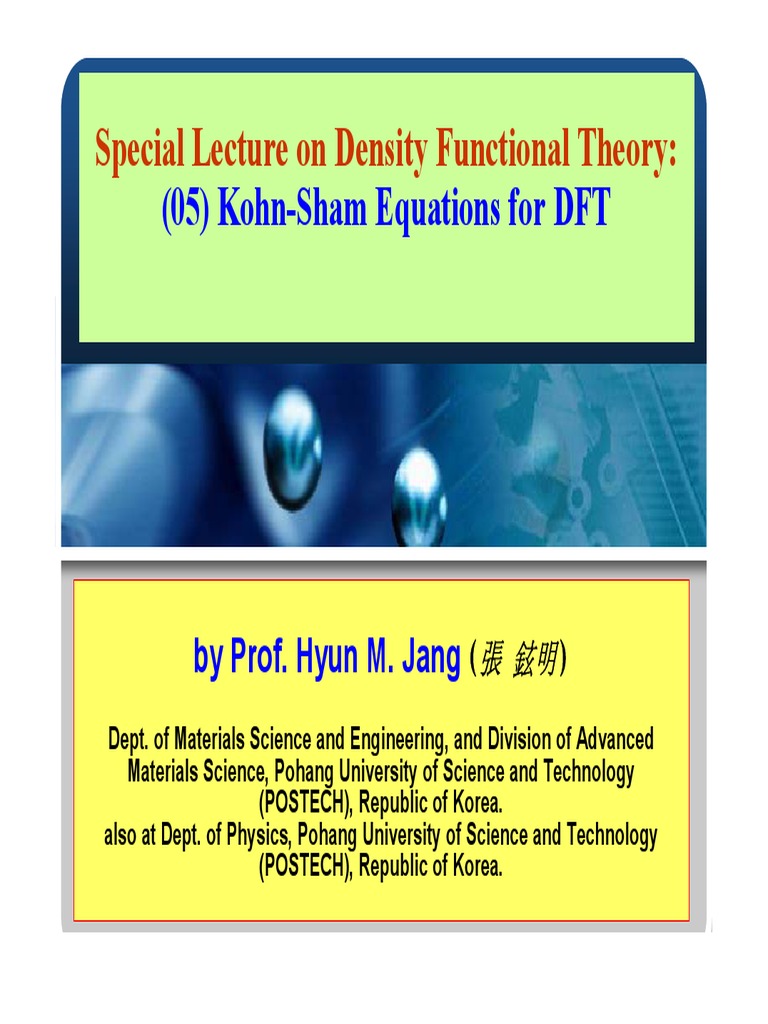Kohn-Sham Equations For DFT | PDF | Density Functional Theory | Condensed Matter Physics