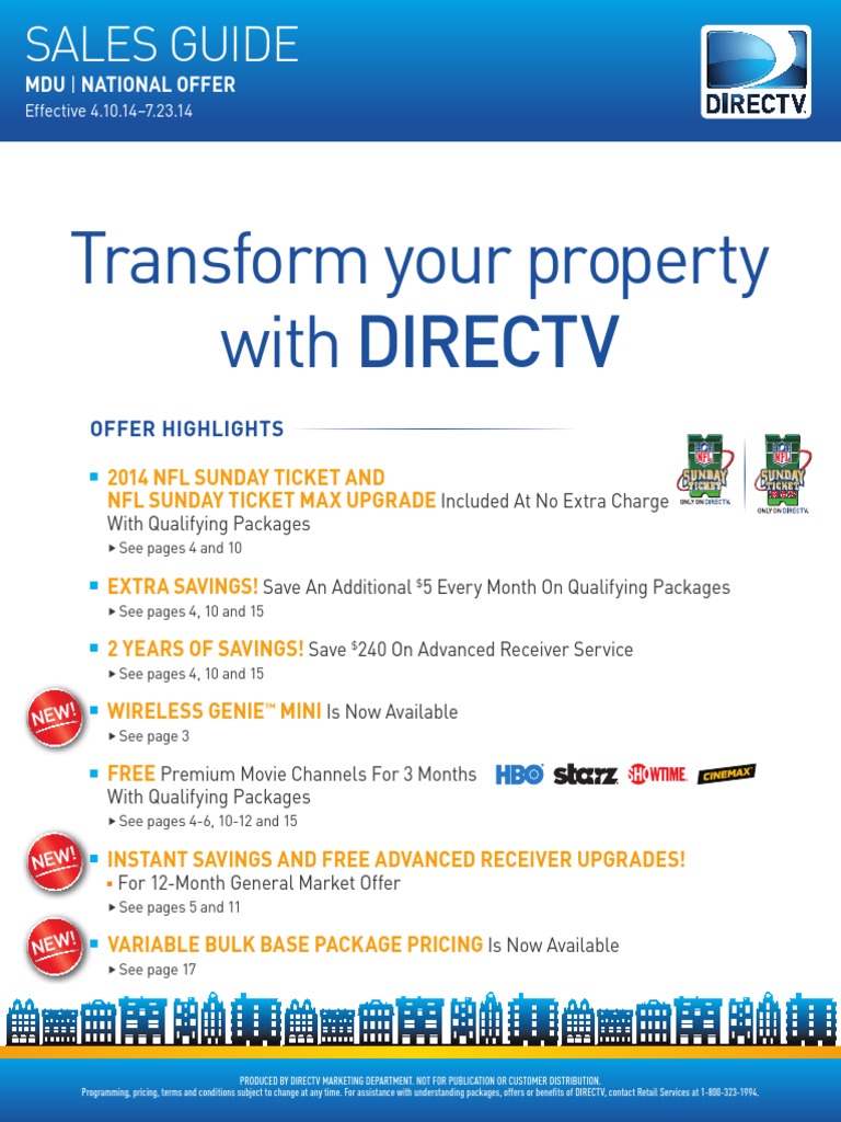 Transform Your Property With DIRECTV: Sales Guide | PDF | Digital Video ...