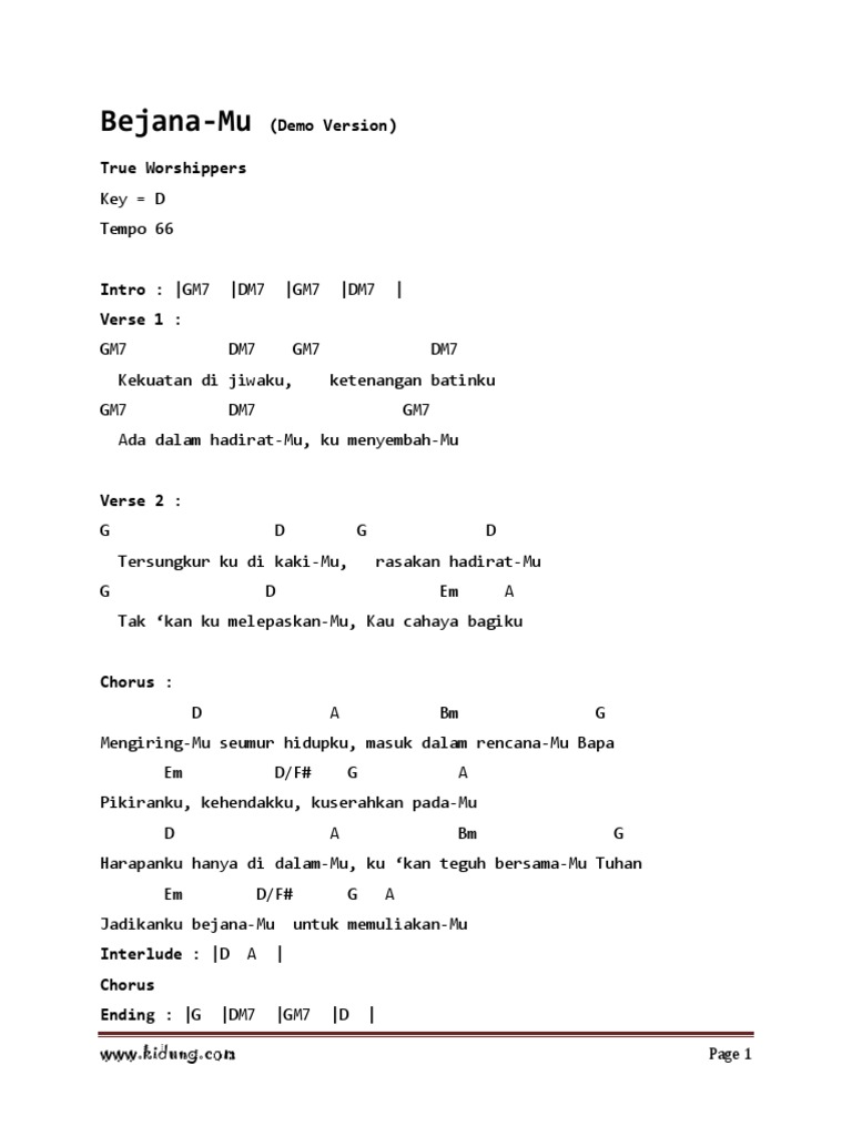 Bejana-Mu: Lirik dan Chord Lagu | PDF
