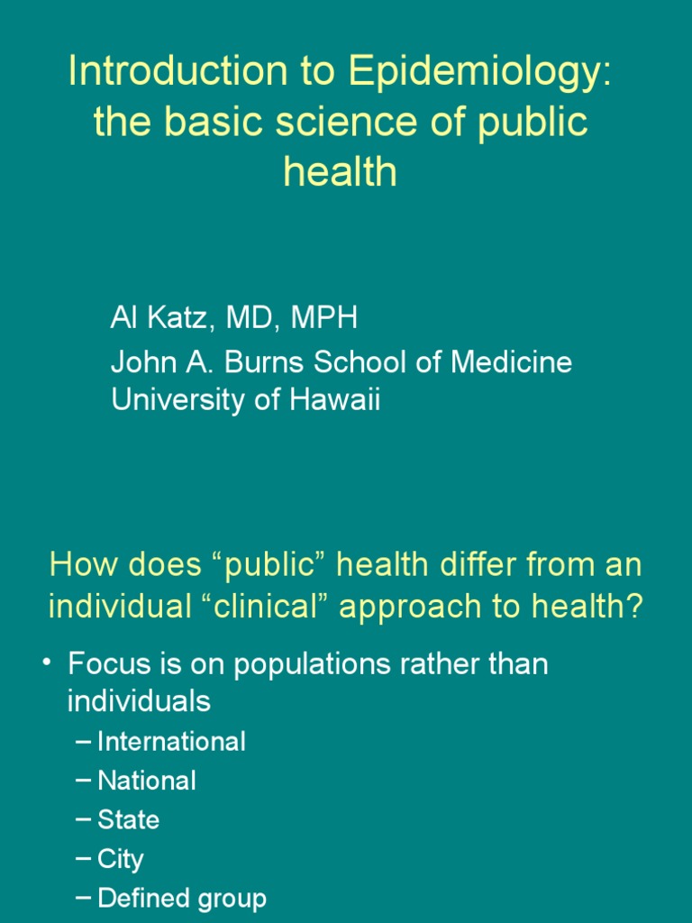 Introduction To Epidemiology: The Basic Science of Public Health | PDF ...